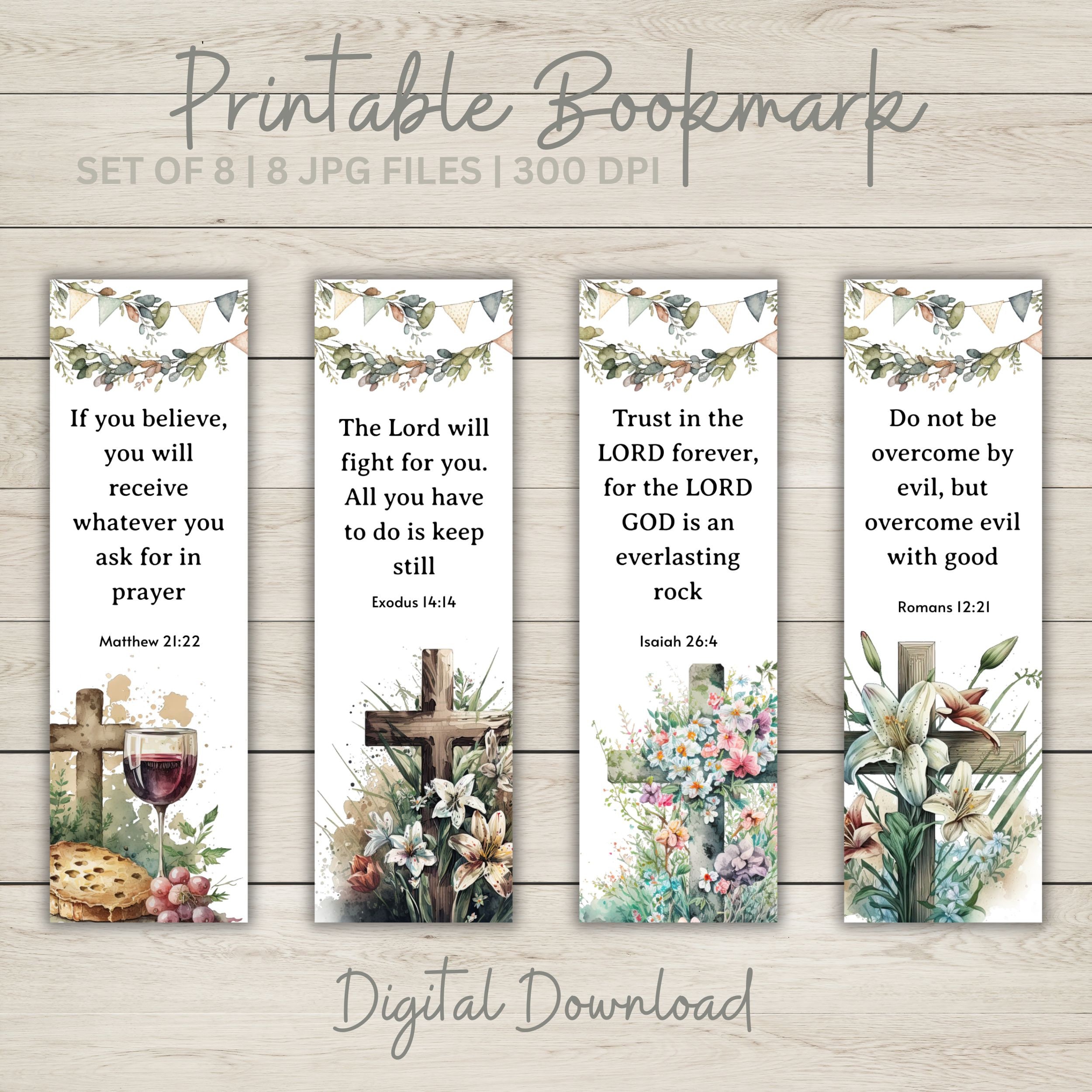 SET OF 8 PRINTABLE Bible Verse Bookmarks - Etsy