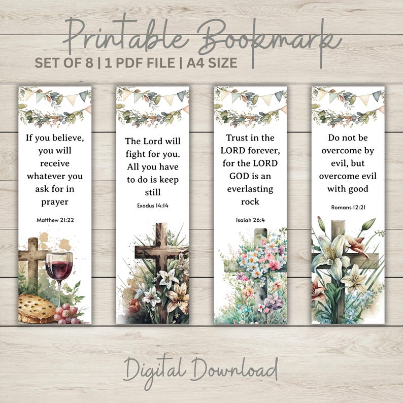 SET OF 8 PRINTABLE Bible Verse Bookmarks - Etsy