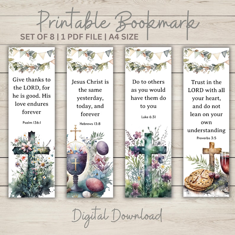 SET OF 8 PRINTABLE Bible Verse Bookmarks - Etsy