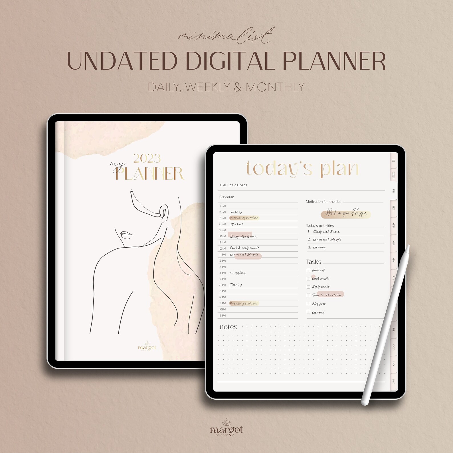 Undated Digital Planner | Goodnotes Notability iPad Digital Planner ...