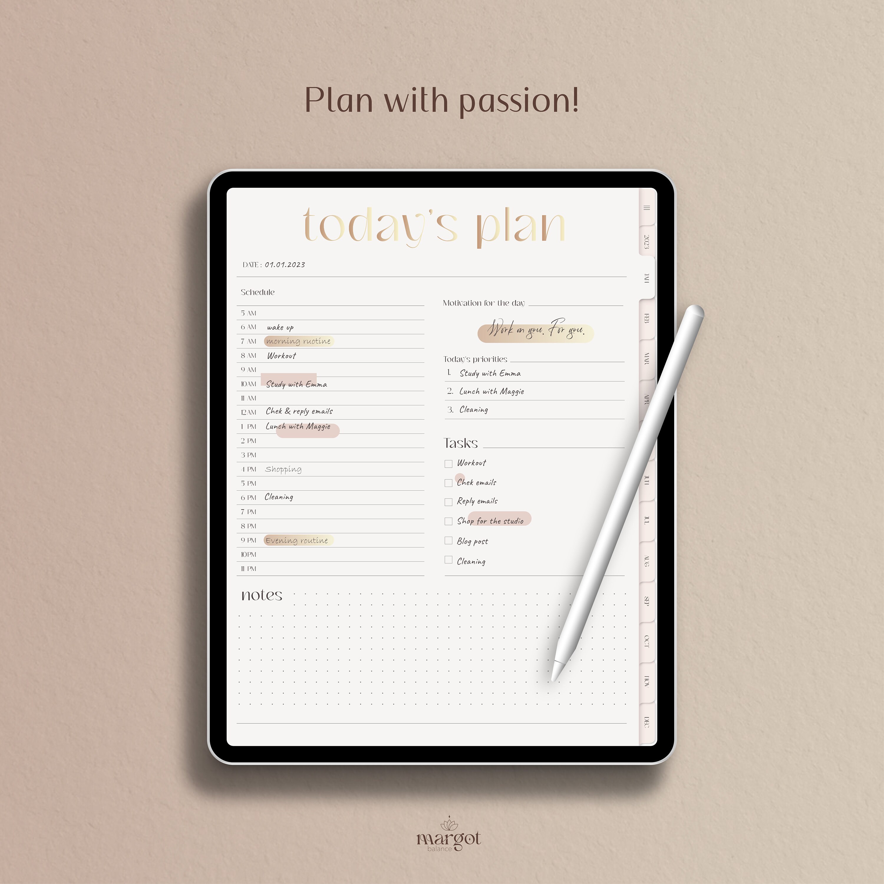 Undated Digital Planner | Goodnotes Notability iPad Digital Planner ...