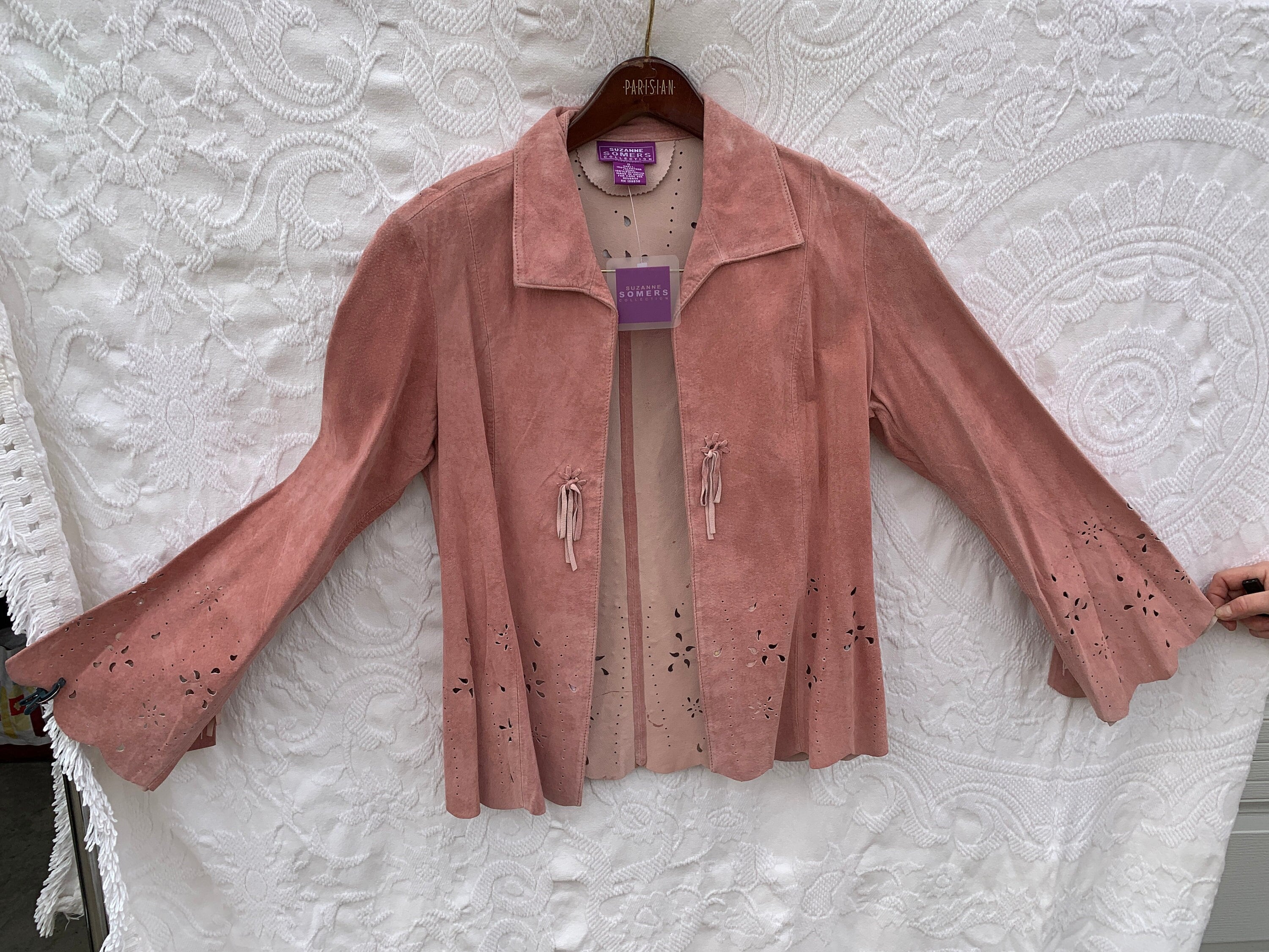 Women's Suede Leather Jacket Dusty Rose Jacket for Women Laser Cut ...
