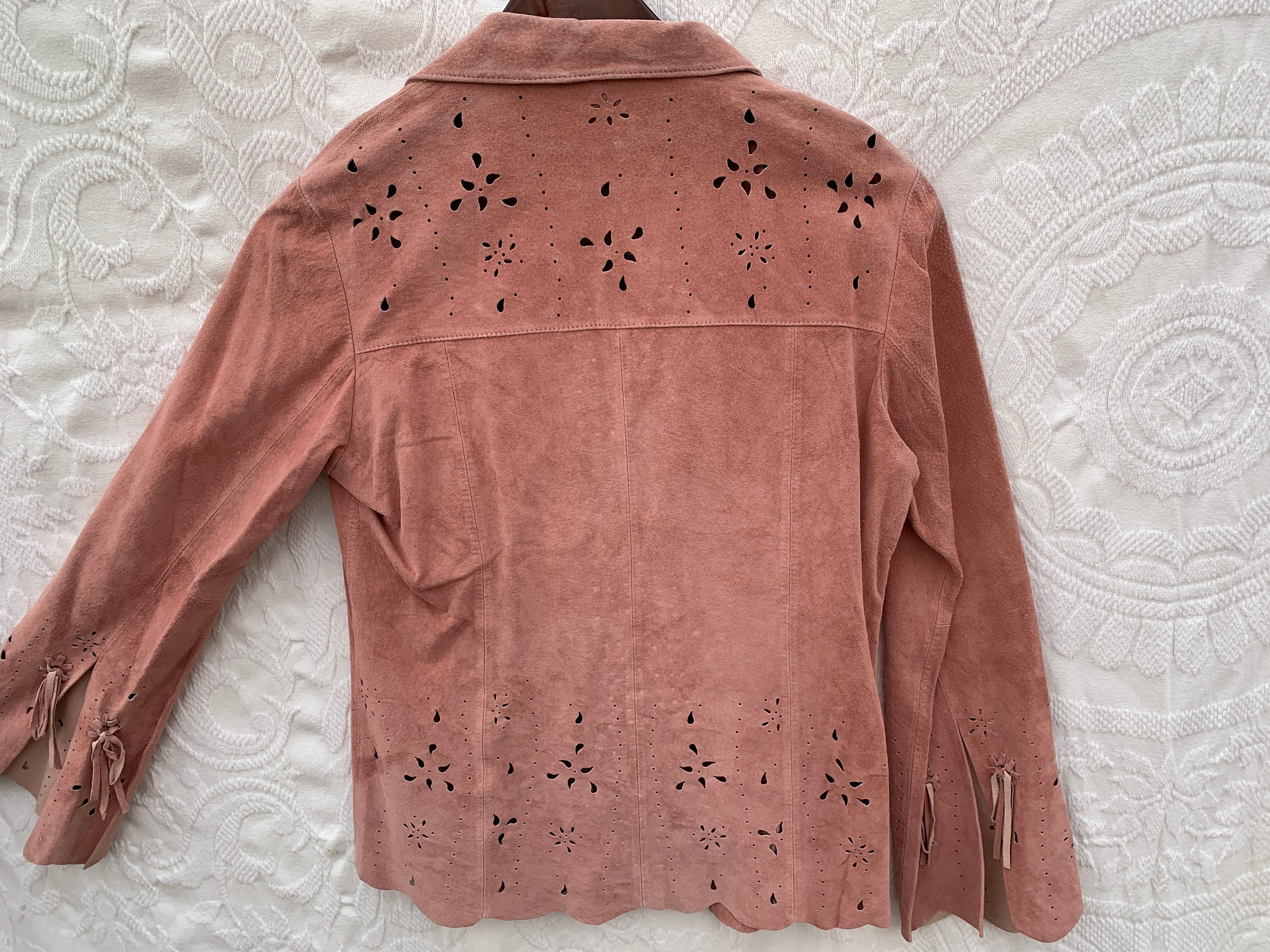 Women's Suede Leather Jacket Dusty Rose Jacket for Women Laser Cut ...