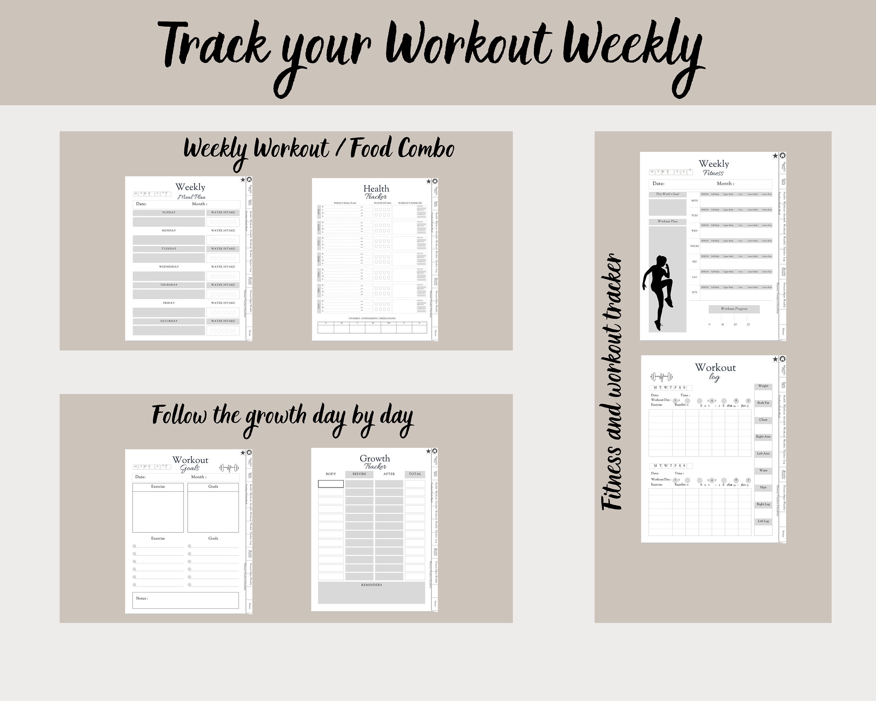 Digital Workout Planner Self Care Planner Weight Loss Planner - Etsy
