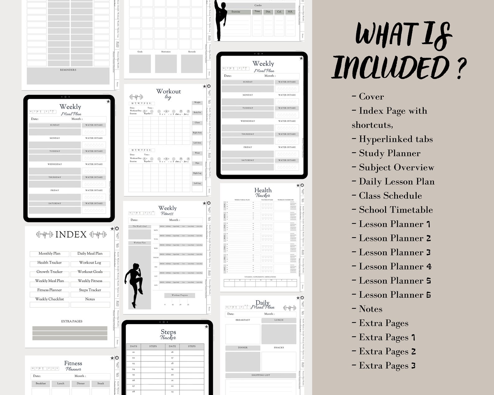 Digital Workout Planner Self Care Planner Weight Loss Planner - Etsy
