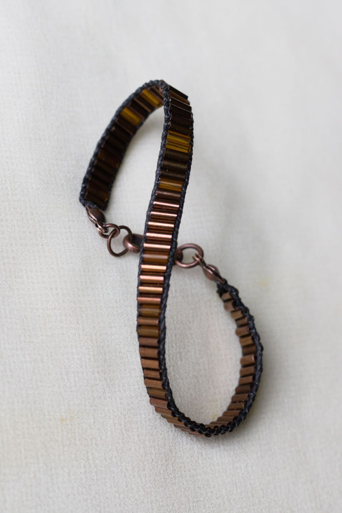Woven Bugle Bead Bracelet (metalic) - Etsy