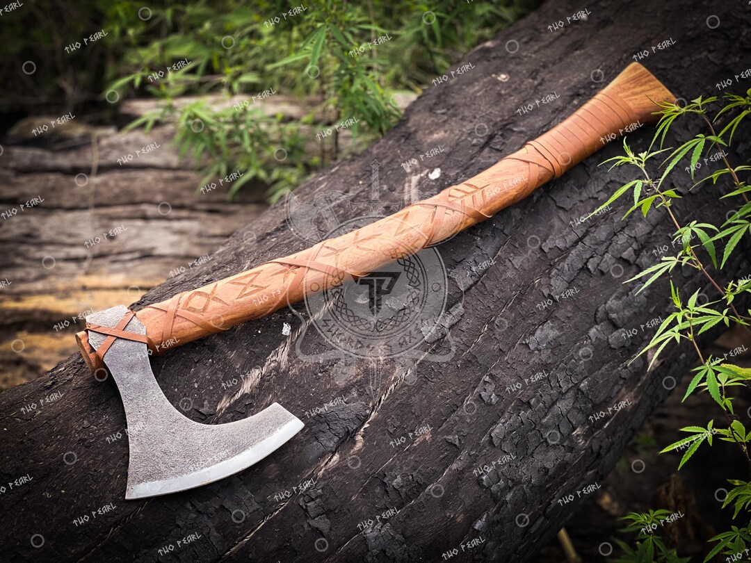 Vikings Gift Forged Carbon Steel Axe With Engraved Ash Wood Handle ...