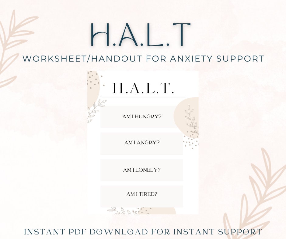 HALT Therapy Worksheet/handout - Etsy