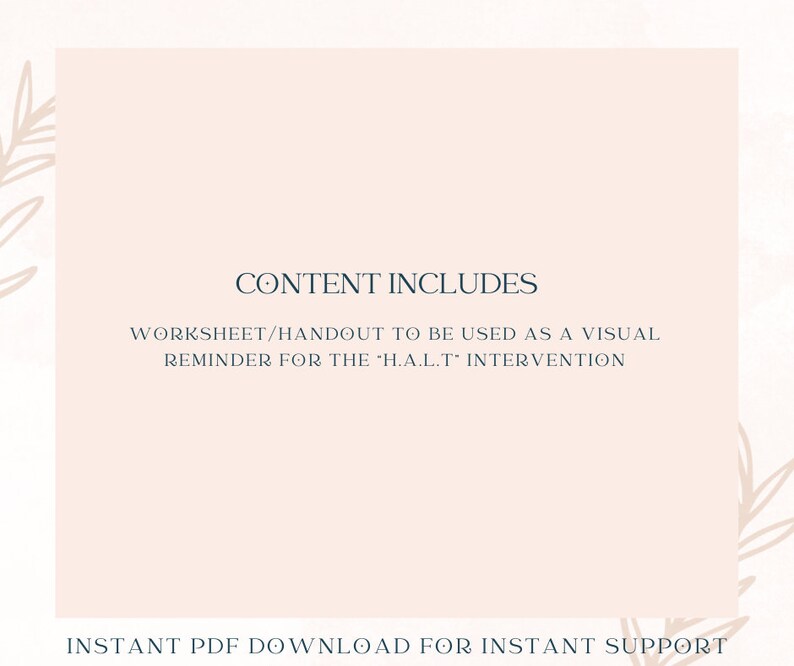 HALT Therapy Worksheet/handout - Etsy