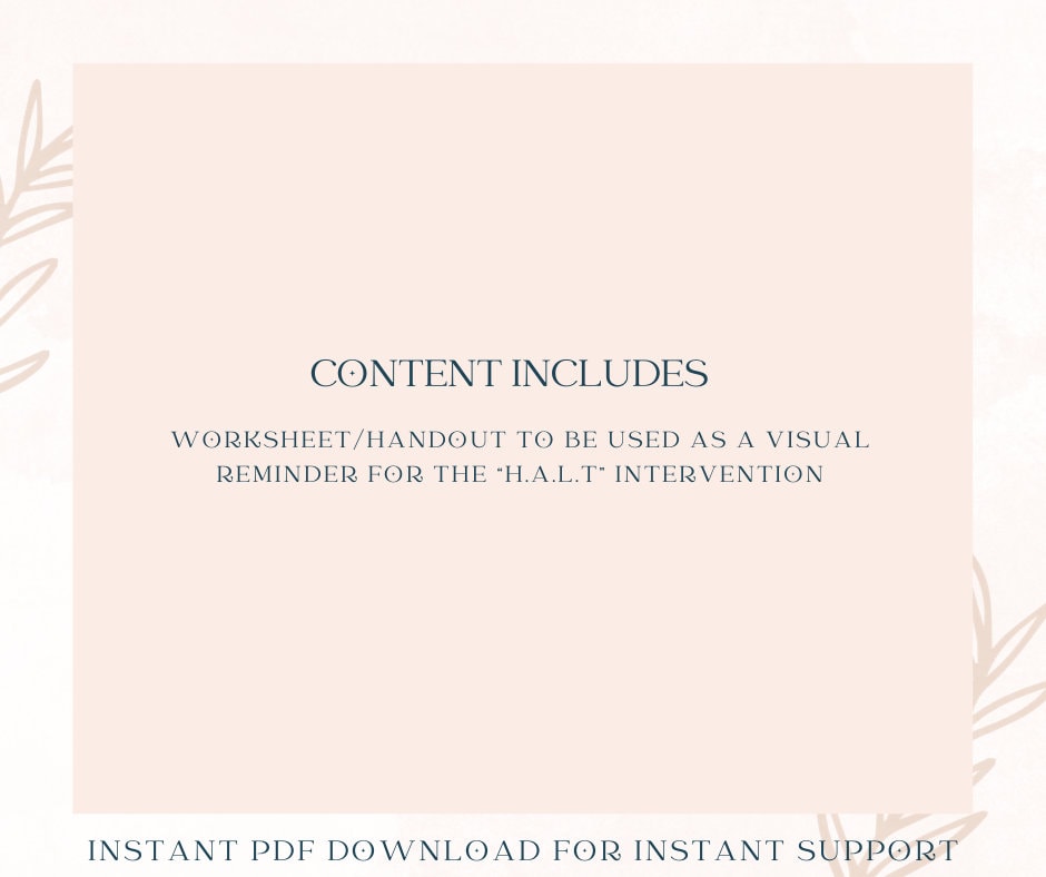 HALT Therapy Worksheet/handout - Etsy