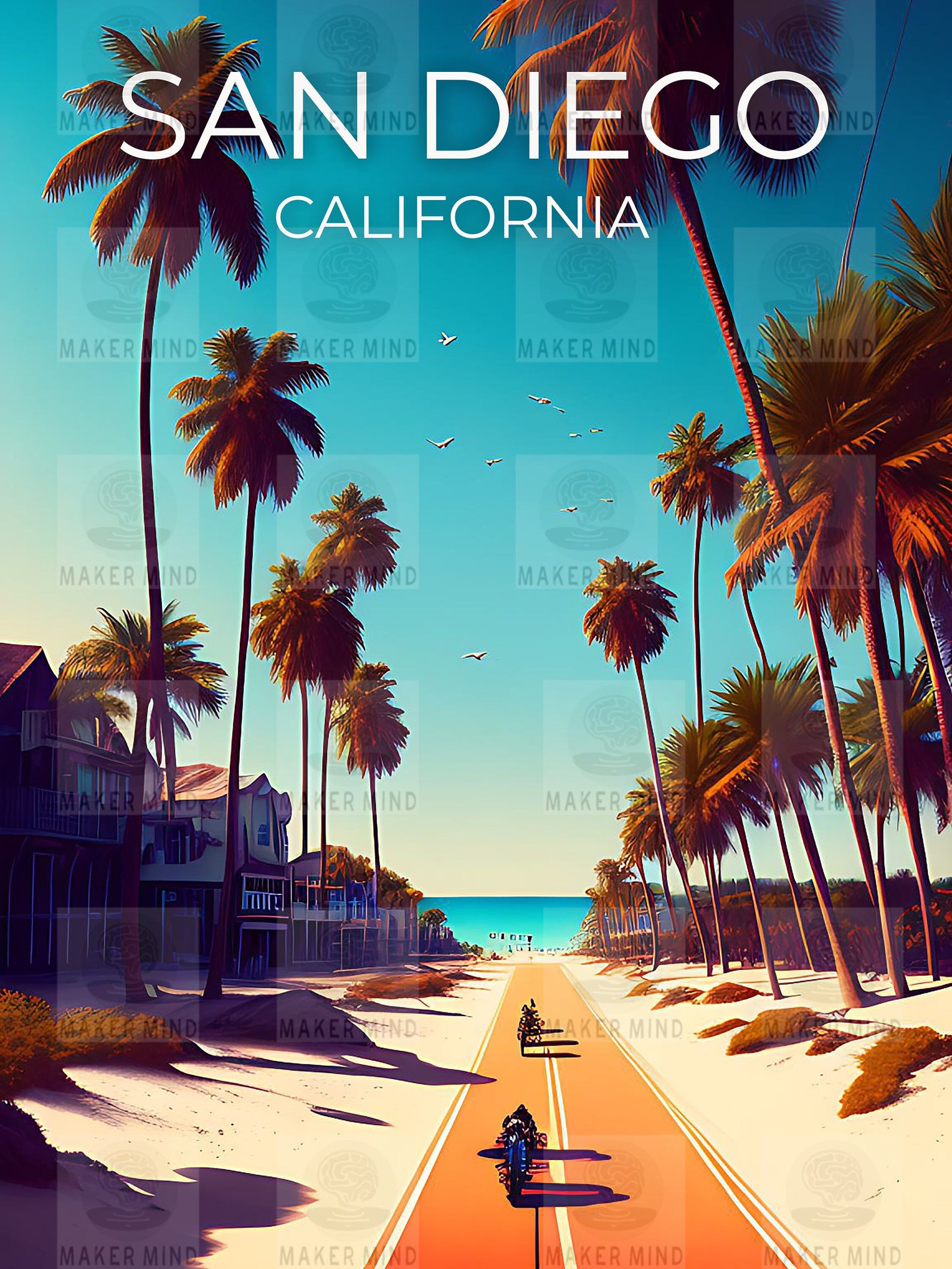 Vintage Travel Poster Print - San Diego, California - Etsy