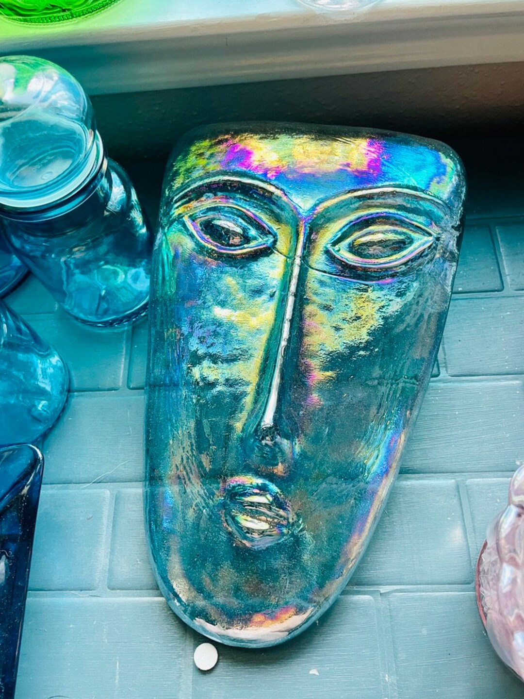 Vintage Jaramillo Bros. 10.5 Sky Dreamer Irredecent Art Glass Mask - Etsy