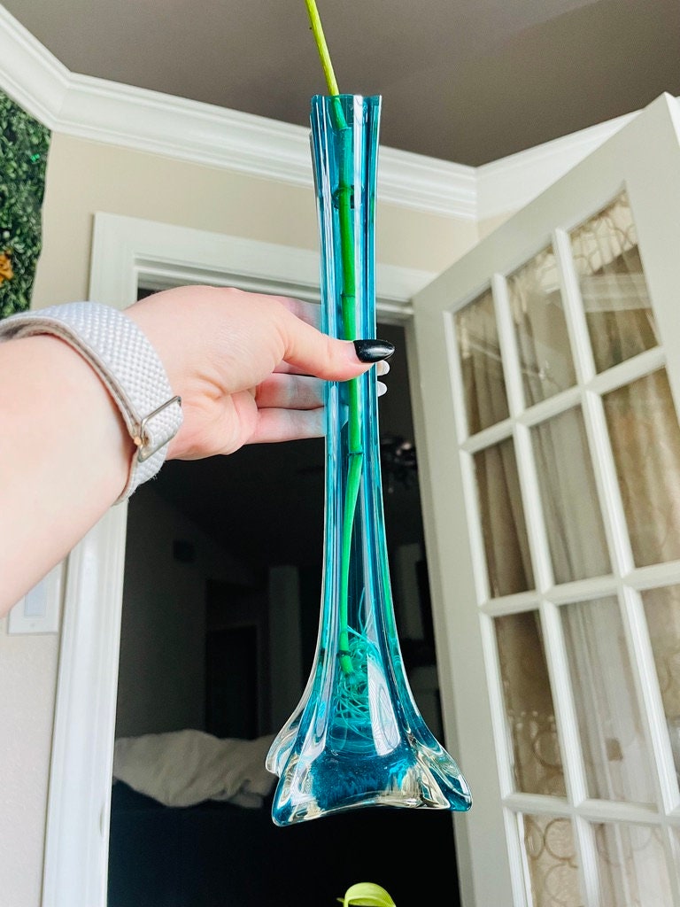 Pair of Elephant Footed Glass Vases - Etsy