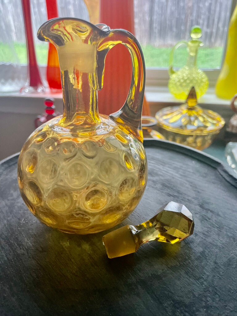 Amber Coin Dot Glass Cruet With Stopper - Etsy