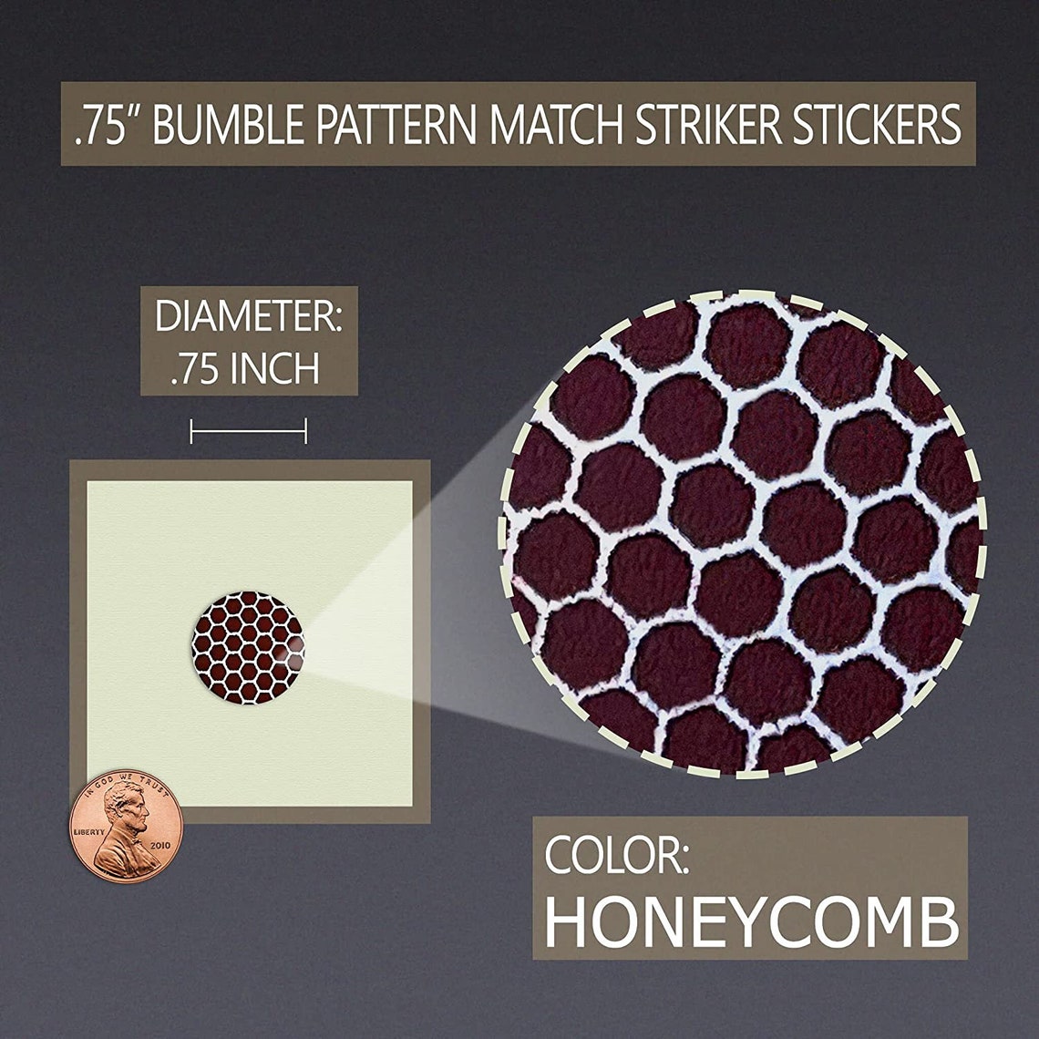 Set of .75” Circle Match Striker Stickers – Bumble Pattern Pre-cut ...