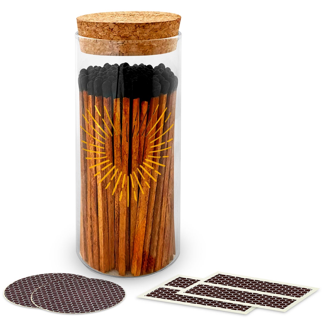 4” Espresso Tip Artisan Matches (100 Ct) in a Gold Heart Foil Large ...