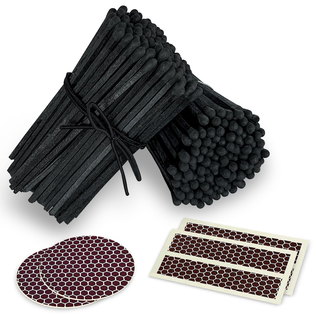4" Matches - 200 Count of All Black (striking Stickers Included) - Etsy