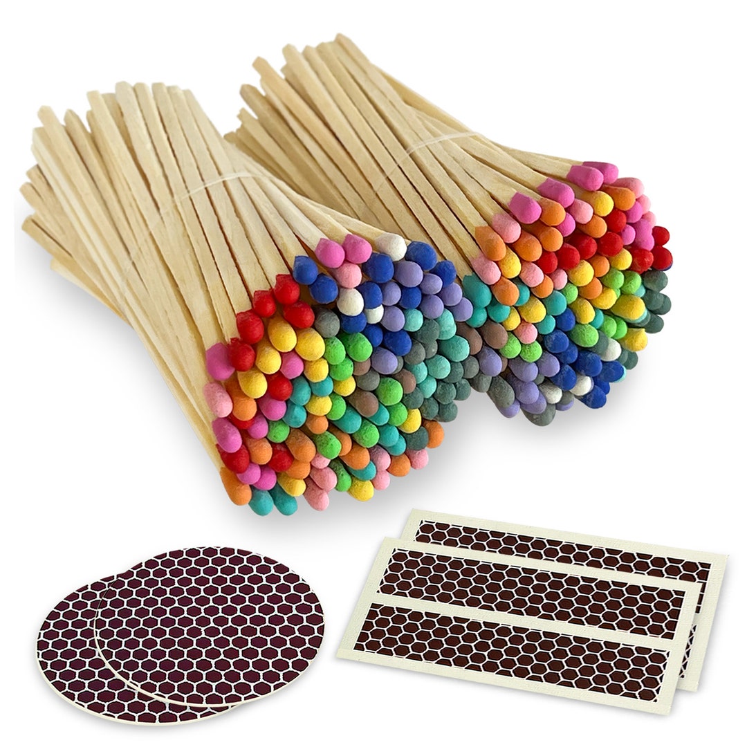 4" Matches - 200 Count of Bright Rainbow (striking Stickers Included ...