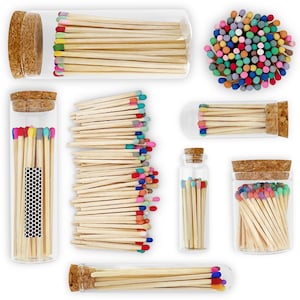 4” Hot Pink Artisan Matches (100 Ct) in a Large Chic Glass Jar, Cork ...