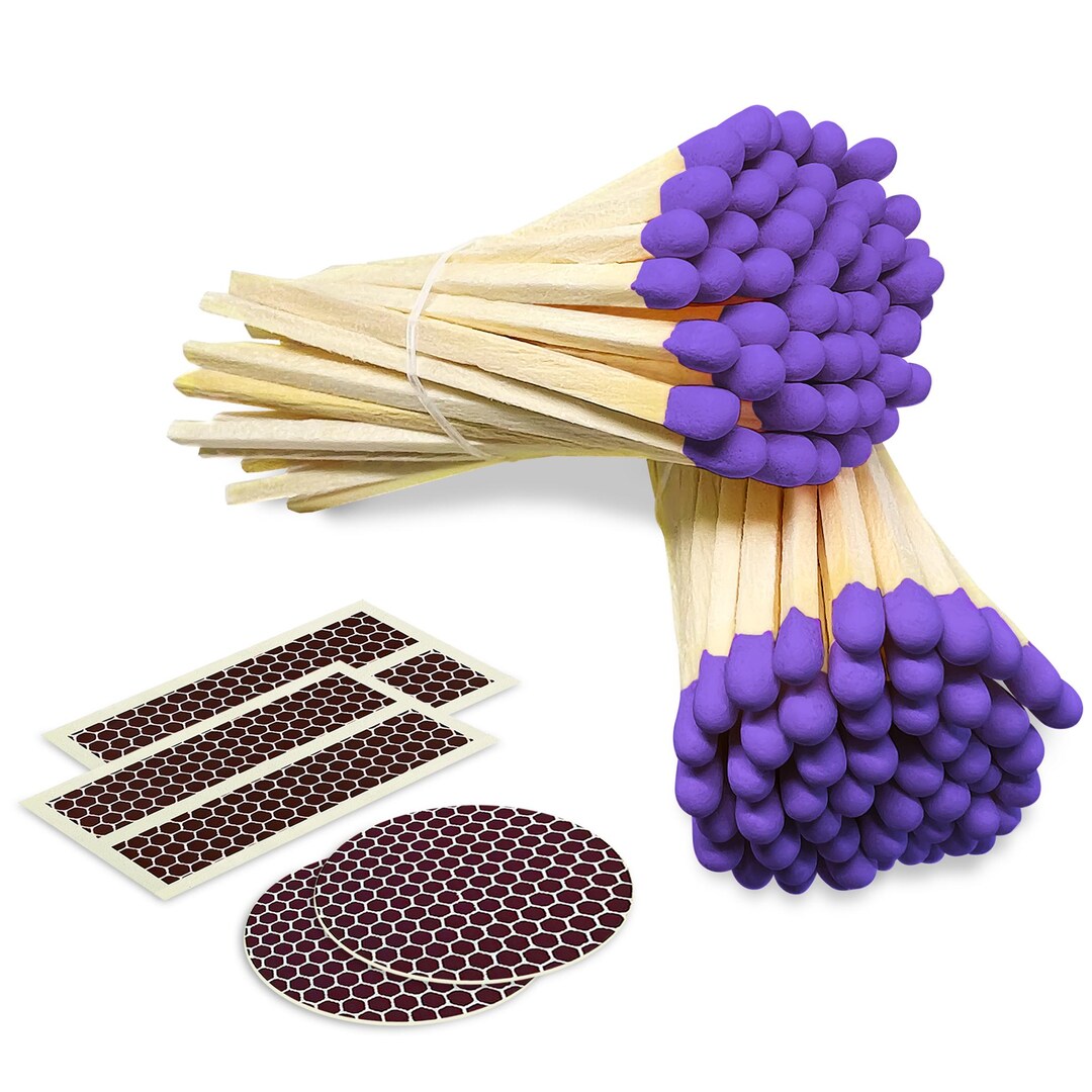 4" Matches - 100 Count of Purple (striking Stickers Included) - Etsy
