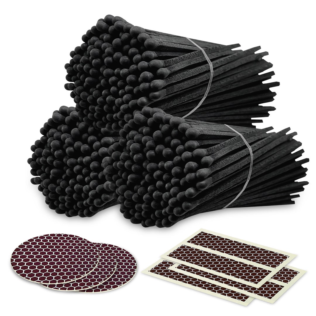 4" Matches - 300 Count of All Black (striking Stickers Included) - Etsy