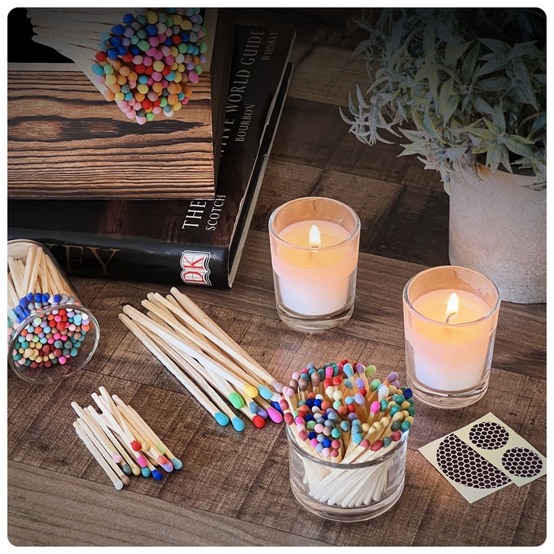 2” White Small Artisan Matches in a Chic Jar, Cork Lid (striking ...