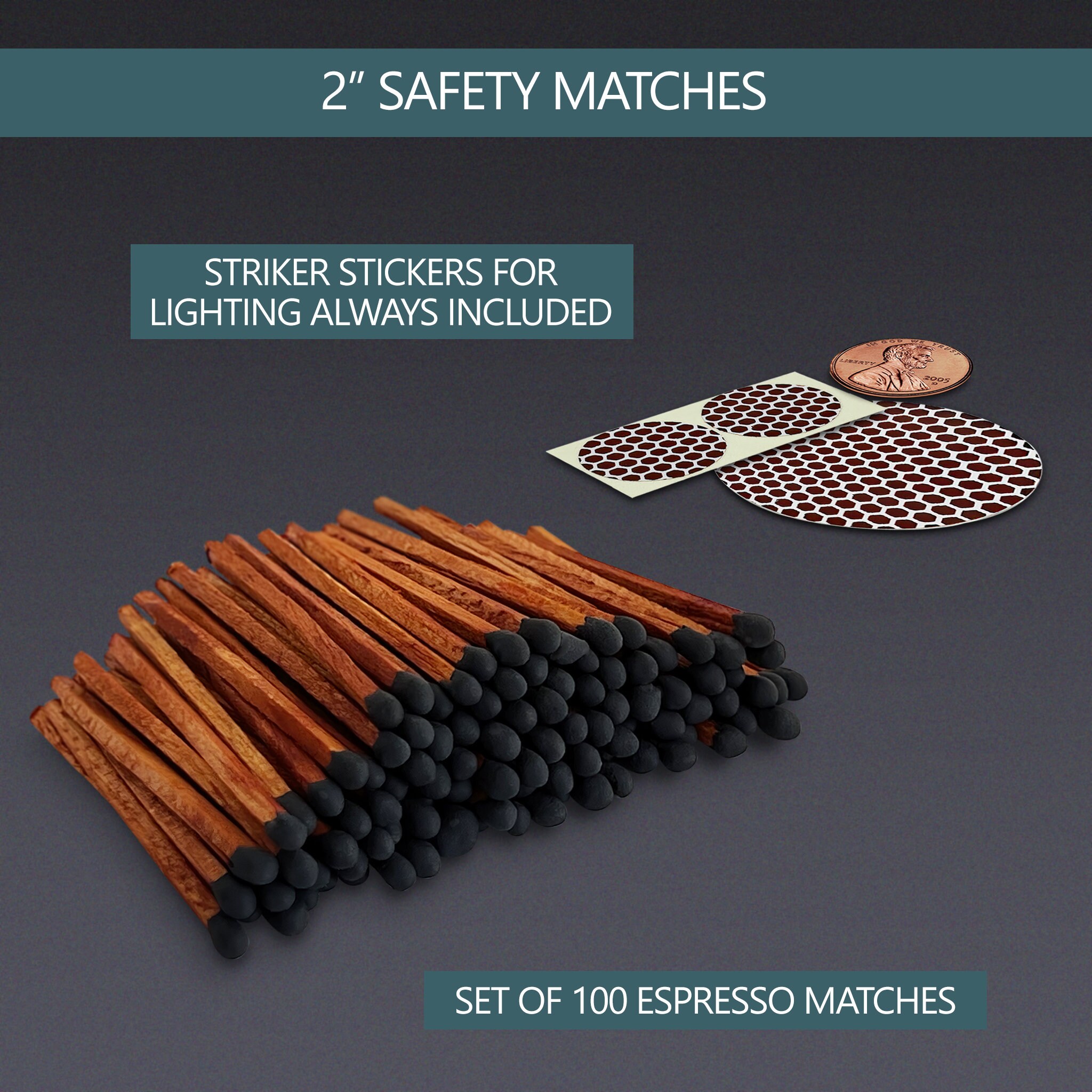 2" Matches - 100 Count of Espresso (striking Stickers Included) - Etsy