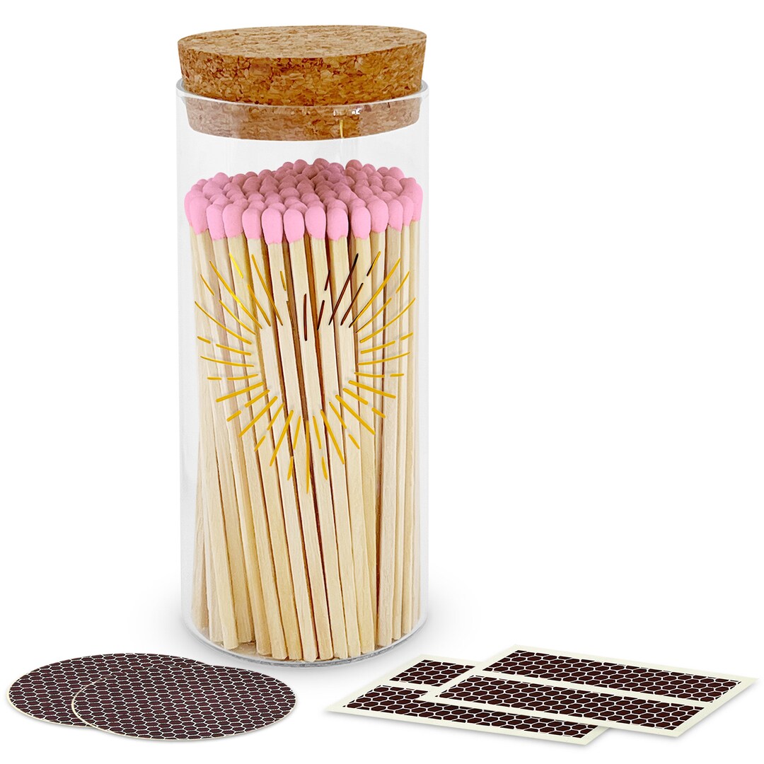 4 Light Pink Tip Artisan Matches 100 Ct in a Gold Heart Foil Large Chic ...