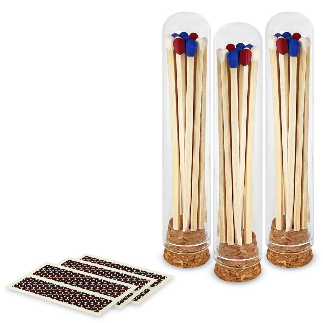 4” Artisan Matches in Independence Day / July 4th Colors (100 Ct) in 3 ...