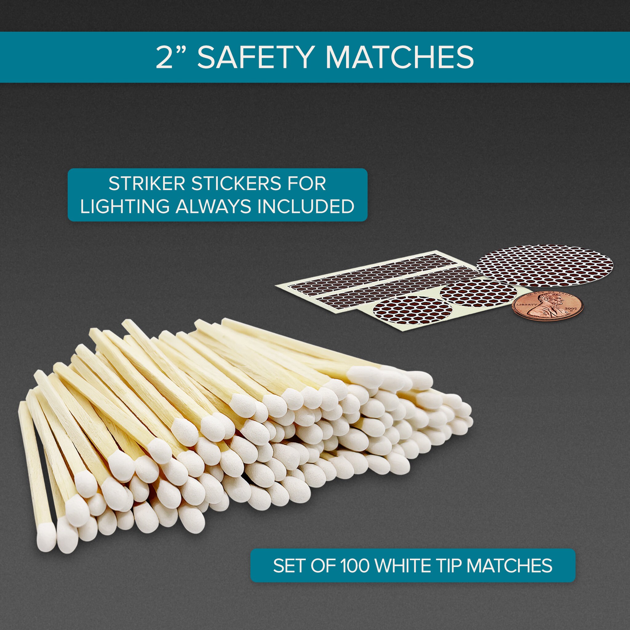 2" Matches - 100 Count of White (striking Stickers Included) - Etsy