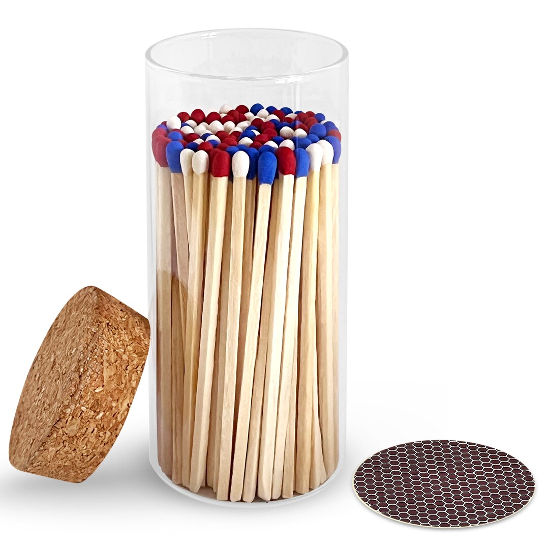 4” Artisan Matches in July 4th / Independence Day Colors (100 Ct) in a ...
