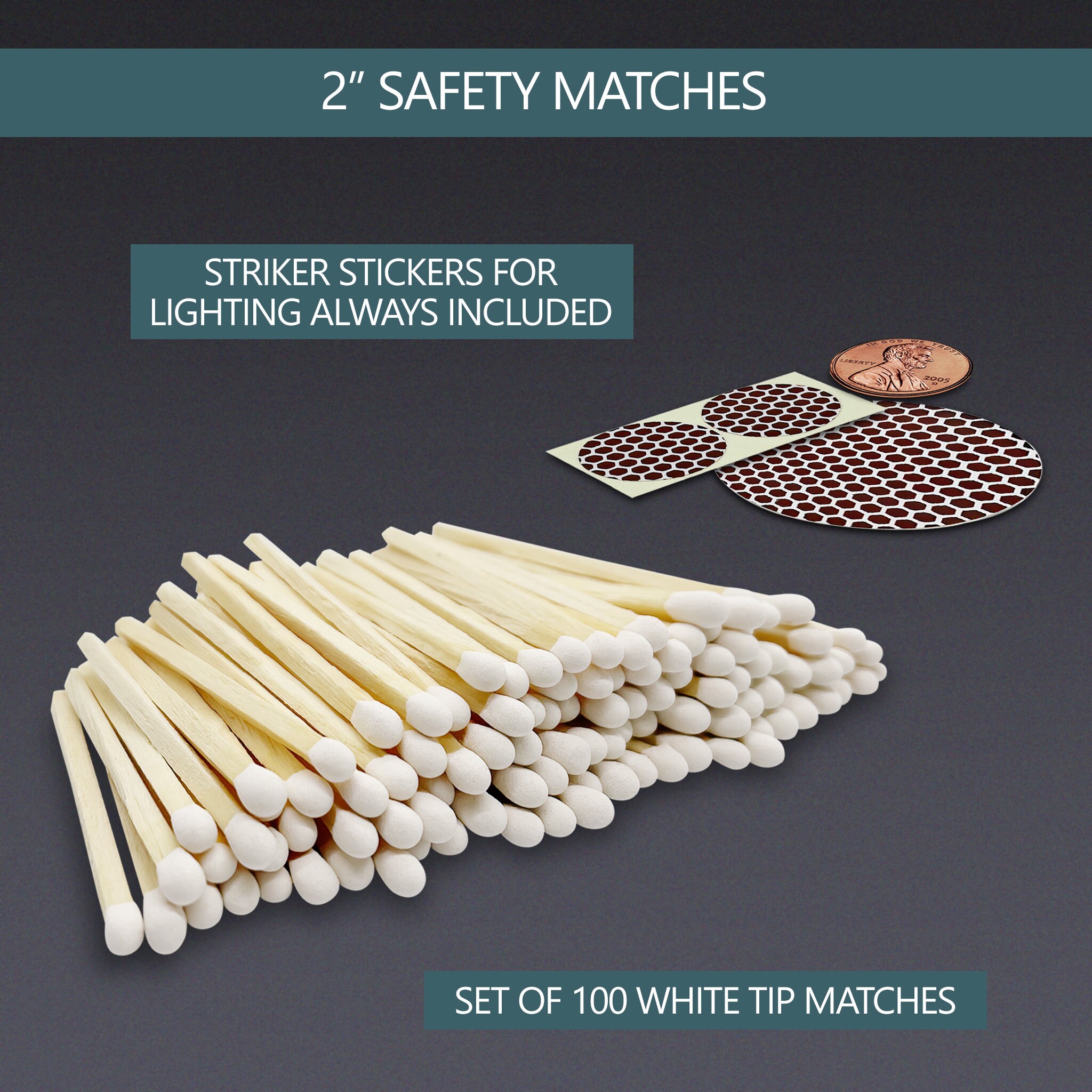 2" Matches - 100 Count of White (striking Stickers Included) - Etsy