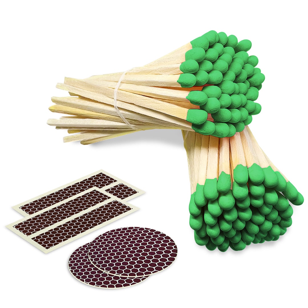 4" Matches - 100 Count of Green (striking Stickers Included) - Etsy