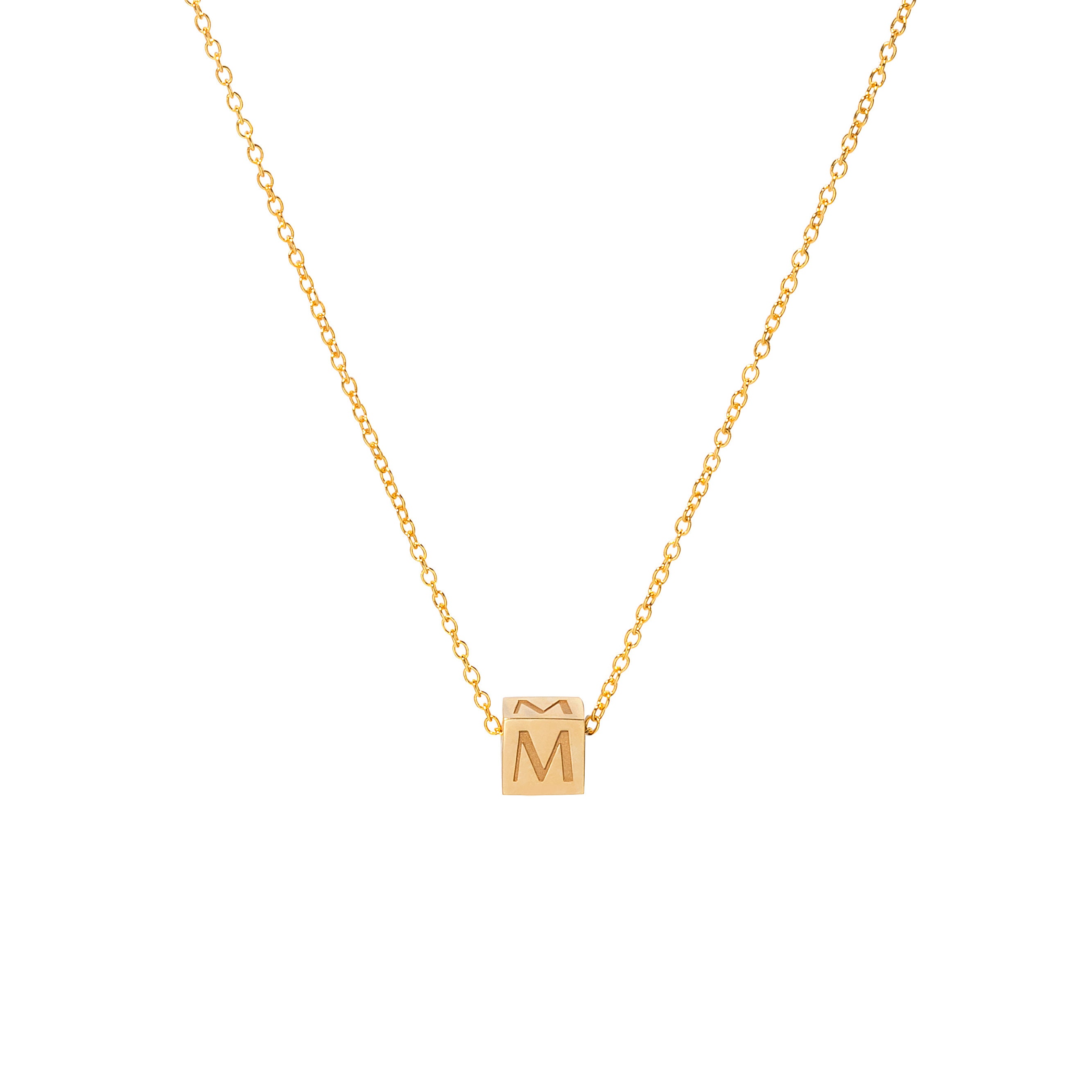 Engraved Initial Cube Pendant: Personalized Alphabet Block Charm - Etsy