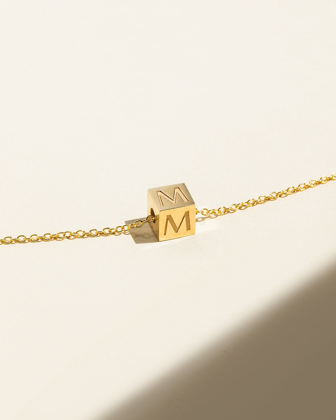 Engraved Initial Cube Pendant: Personalized Alphabet Block Charm - Etsy