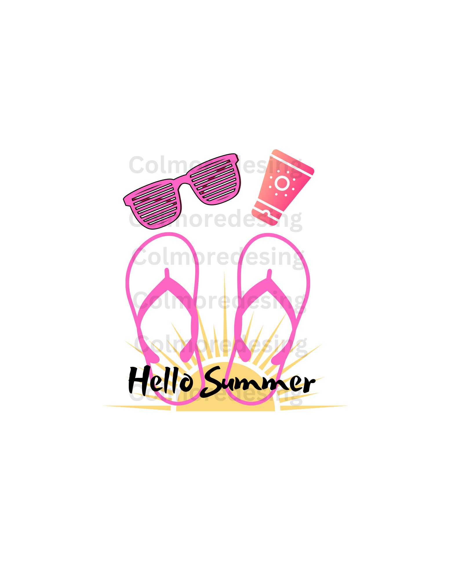 Hello Summer Flops, Sunglasses, and Sunscreen, Sunglasses With Flamingo ...