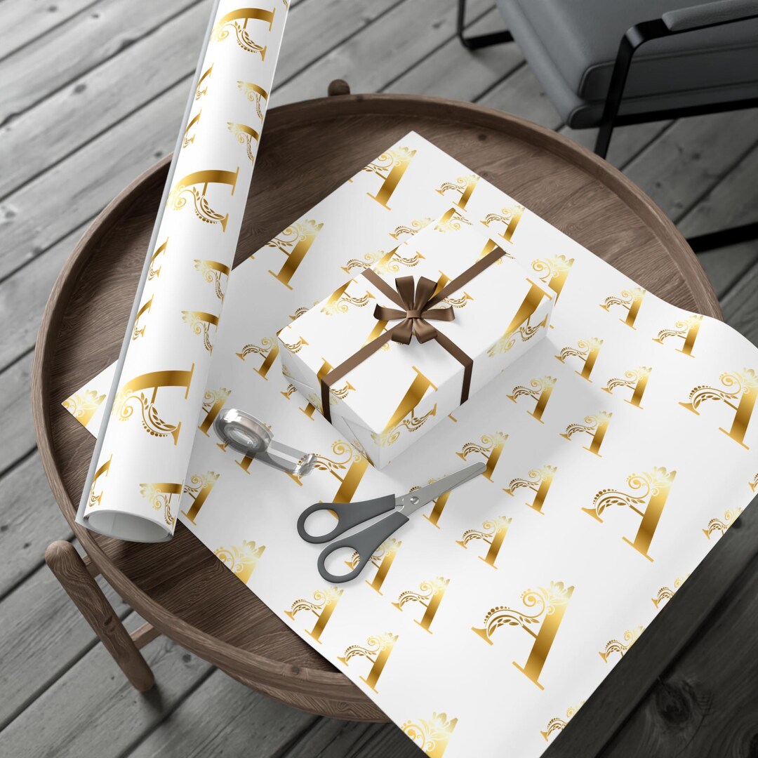 Gift Wrap Papers, Alphabet Wrapping Paper, Gold Letter A Gift Wrap Roll ...