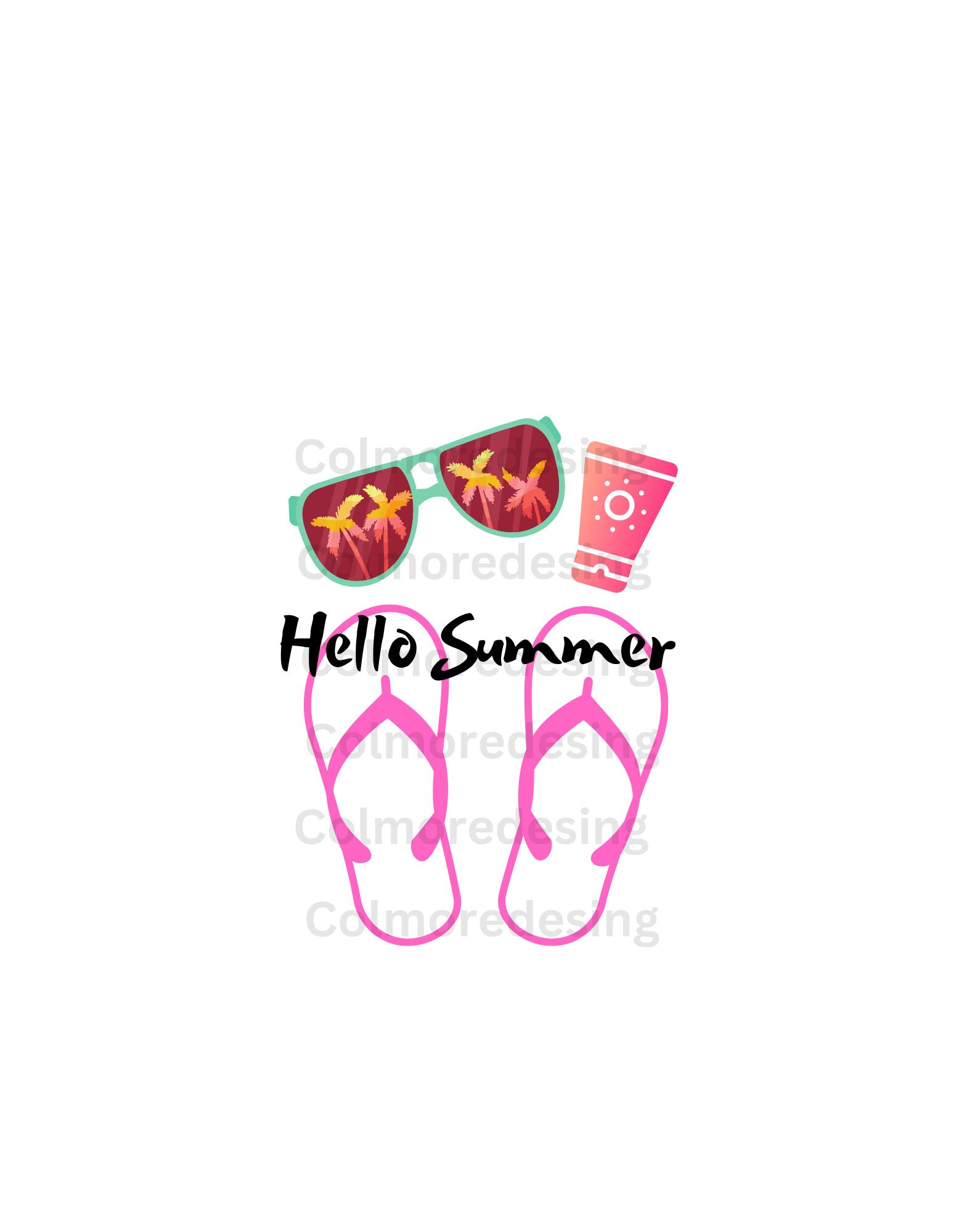 Hello Summer Flops, Sunglasses, and Sunscreen, Sunglasses With Flamingo ...