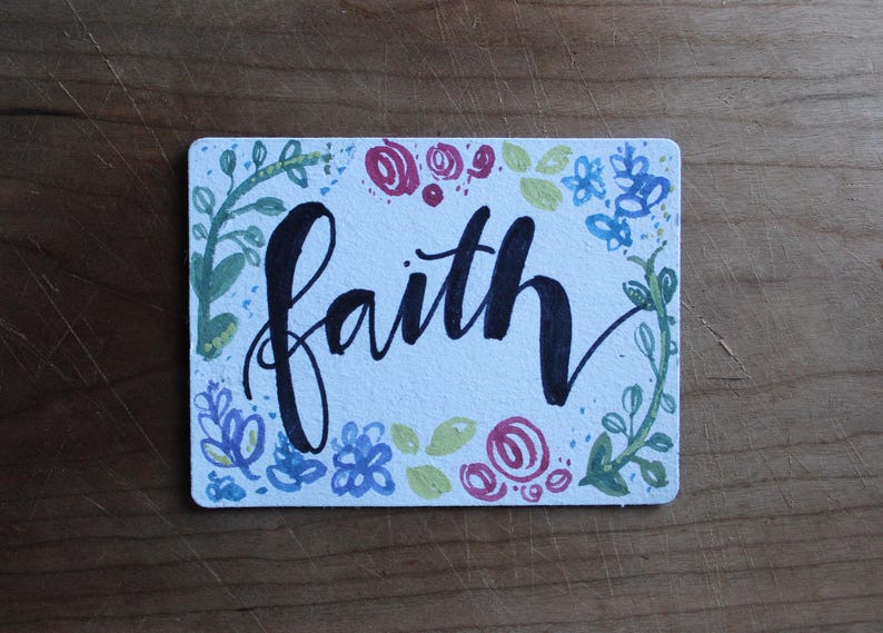 Hand Painted Floral Magnets faith, Hope, Love - Etsy