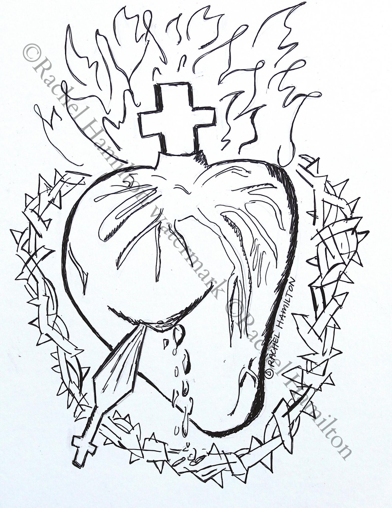 Sacred Heart Coloring Sheet | Catholic Coloring Sheet | Kids Coloring ...