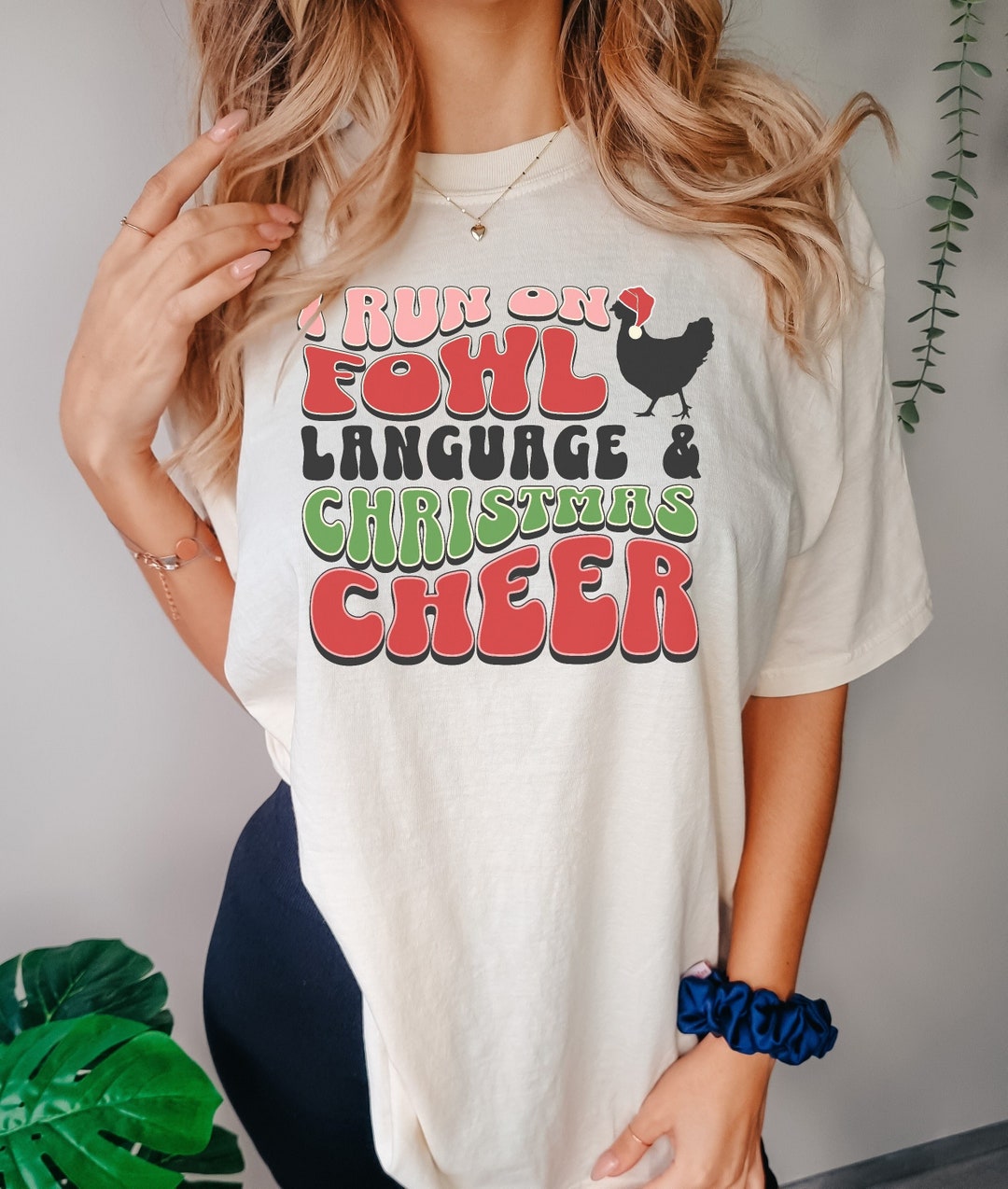 Funny Christmas Fowl Language Christmas Cheer Shirt, Crazy Chicken Lady ...