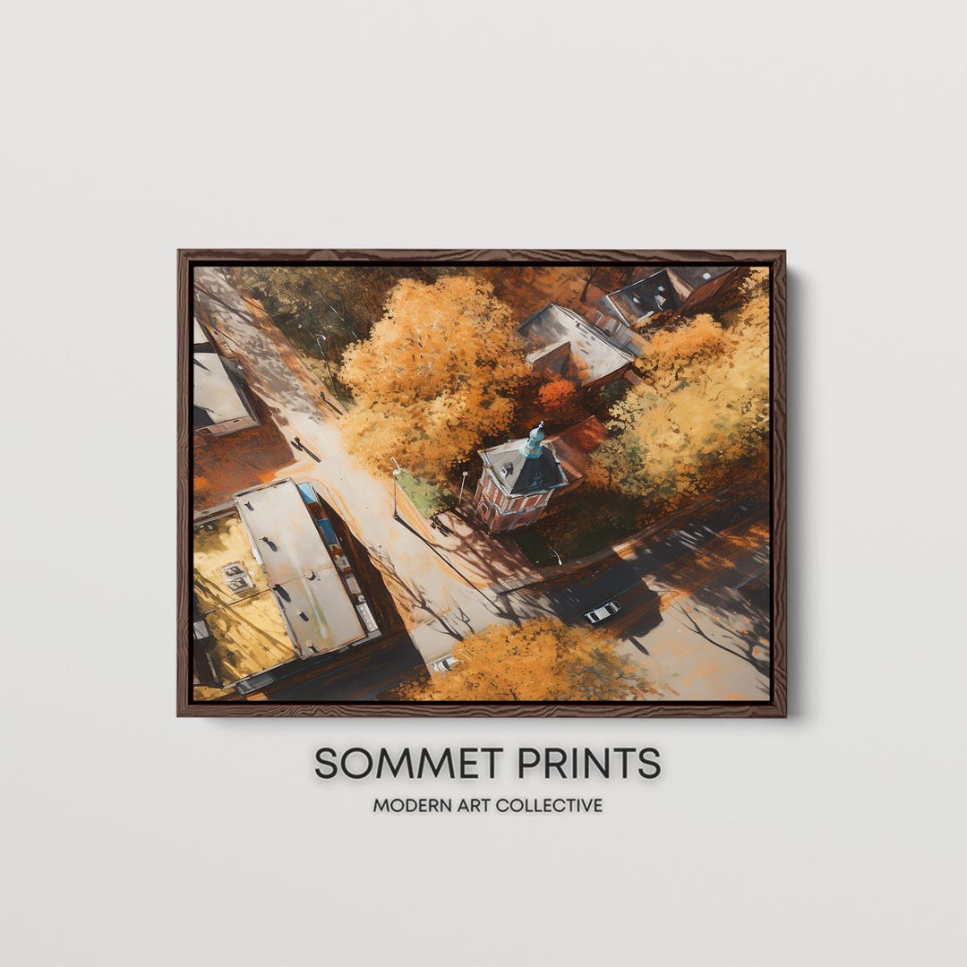 Neutral Autumn Town Landscape Printable Impressionist Painting, Modern ...