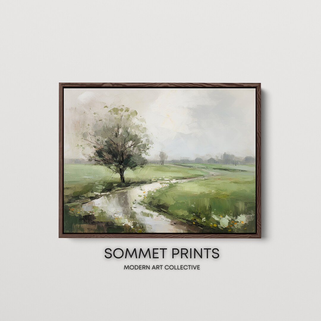 Moody Spring Landscape Wall Art | Muted Modern Impressionist Decor ...