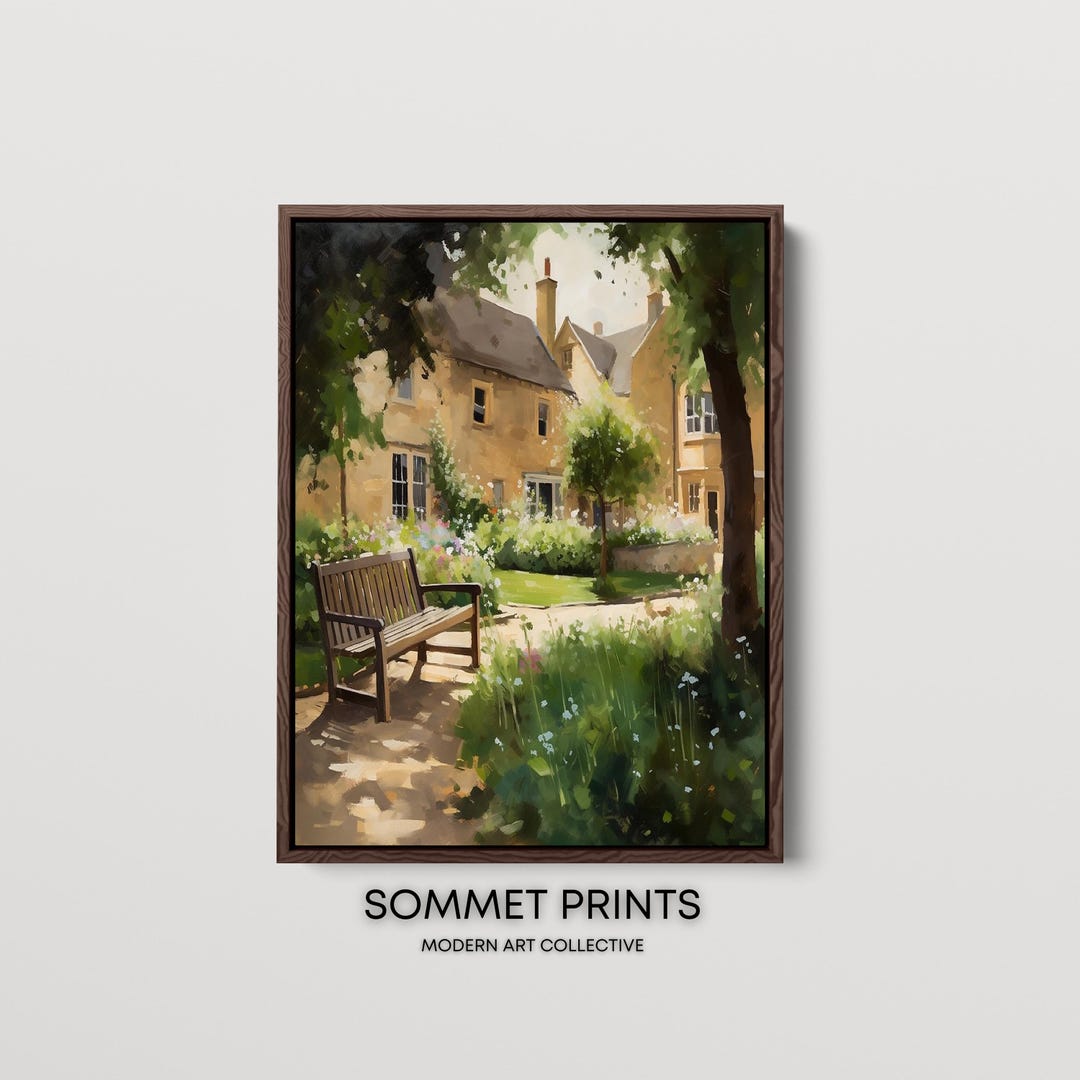 Garden Wall Art | Tranquil Outdoor Scene Painting | Printable Digital ...