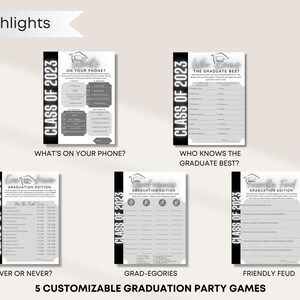 Editable 2023 Graduation Bundle, Printable Graduation Bundle With Games ...