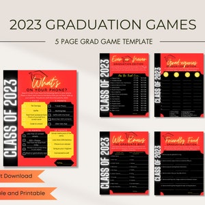 Editable 2023 Graduation Party Games Bundle, 5 Graduation 1 Sided ...