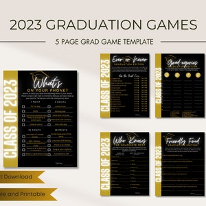 Editable 2023 Graduation Party Games Bundle, 5 Graduation 1 Sided ...