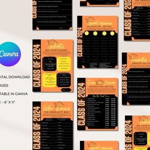 Editable 2024 Graduation Party Games Bundle, 5 Graduation 1 Sided ...