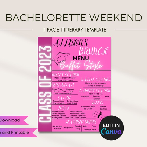 Barbie Dinner Menu Template - Etsy