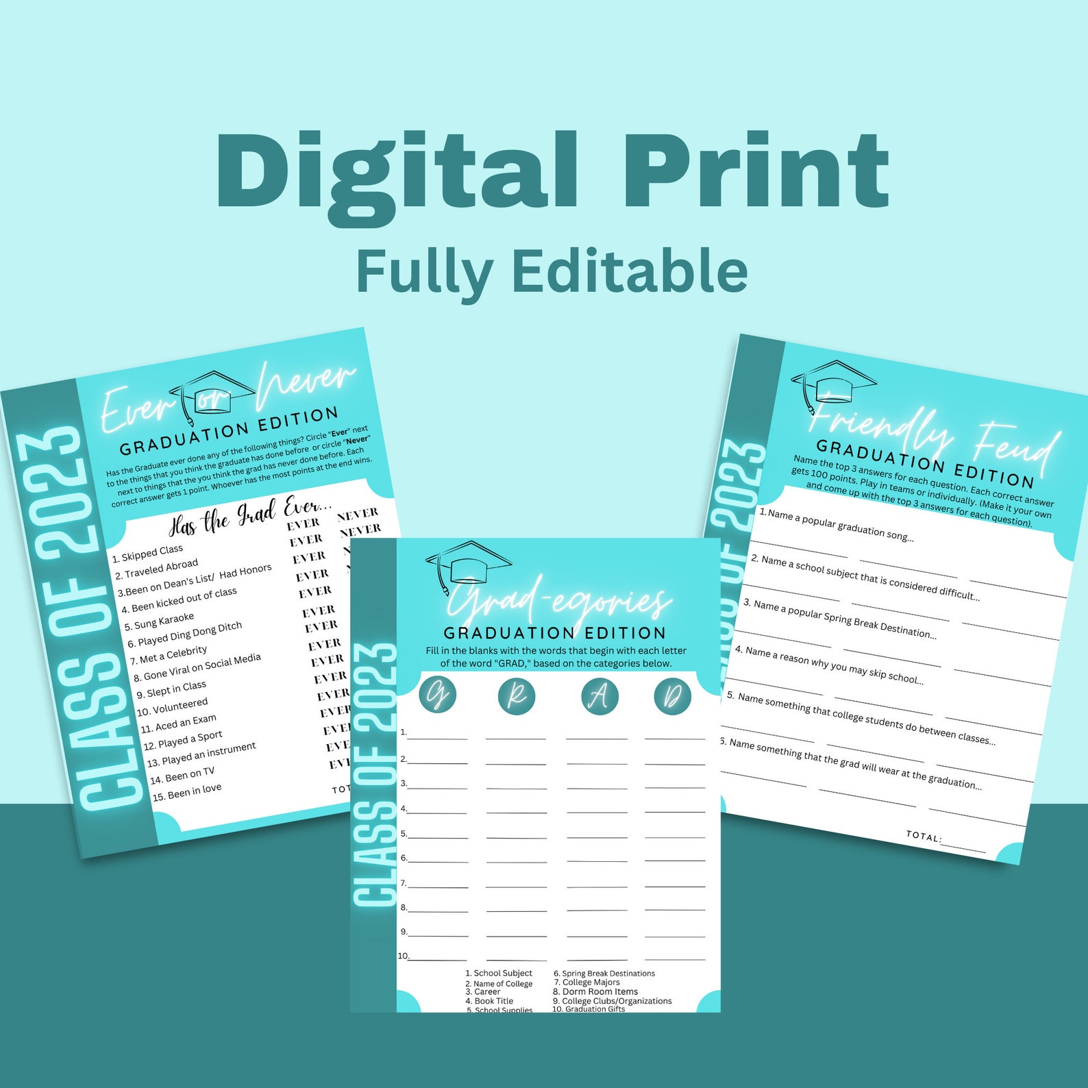 Editable 2023 Graduation Party Games Bundle 5 Graduation 1 - Etsy